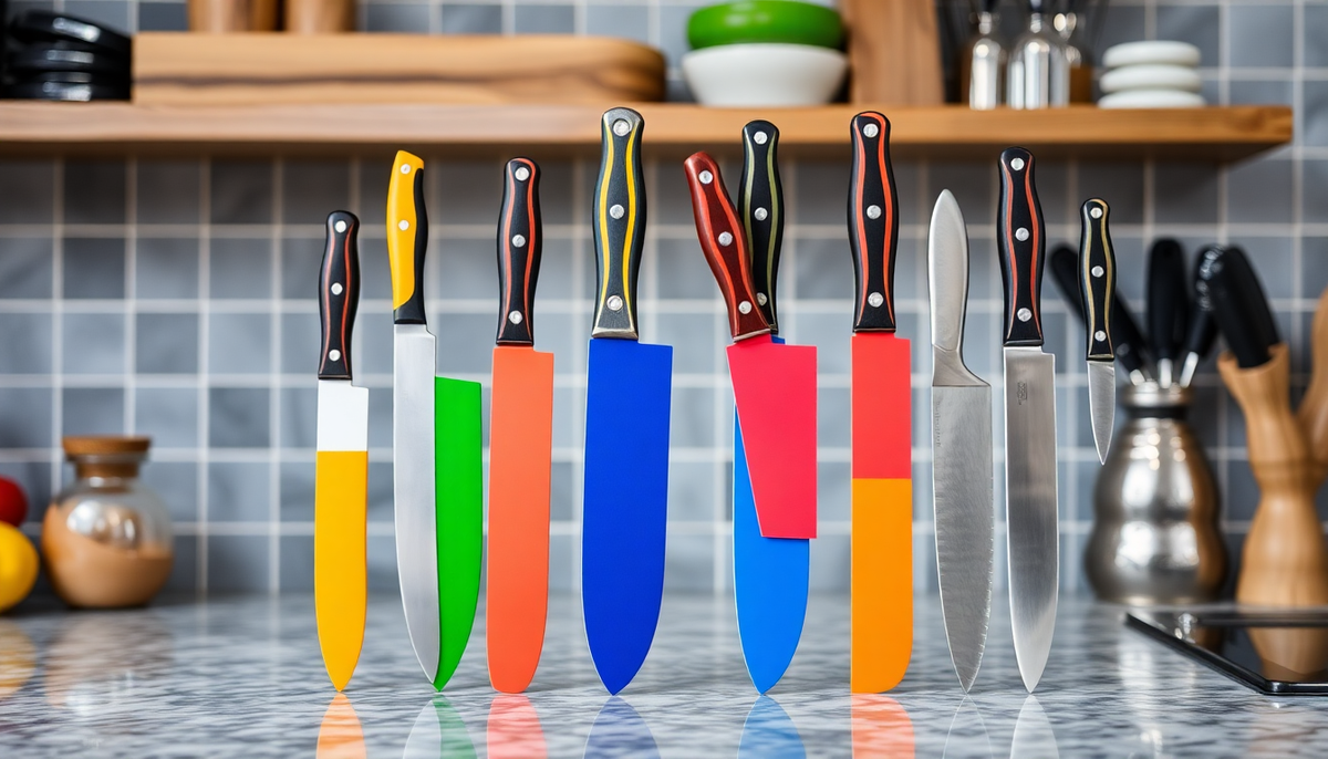 Discover Vibrant Kitchen Knife Kits: Rainbow, Iridescent & Damascus ...