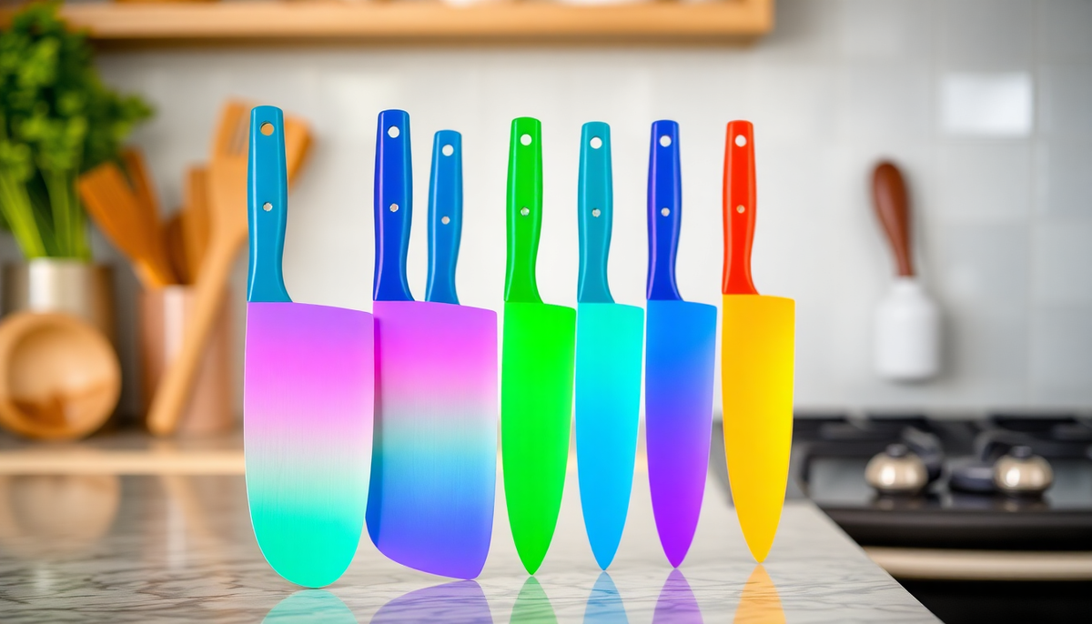 Explore the Essential Rainbow Knife Set of Damascus Cutlery – SiliSlick®