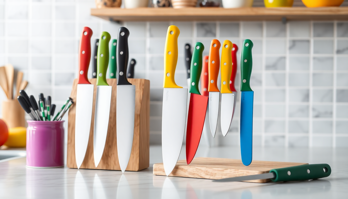 Top Kitchen Knife Kits: Rainbow, Iridescent & Damascus Steel – SiliSlick®